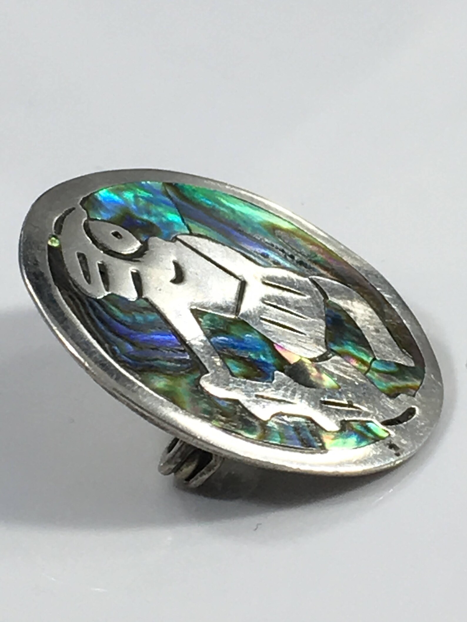 Abalone Aztec Warrior Brooch Vintage Mexican Sterling Silver Aztec ...