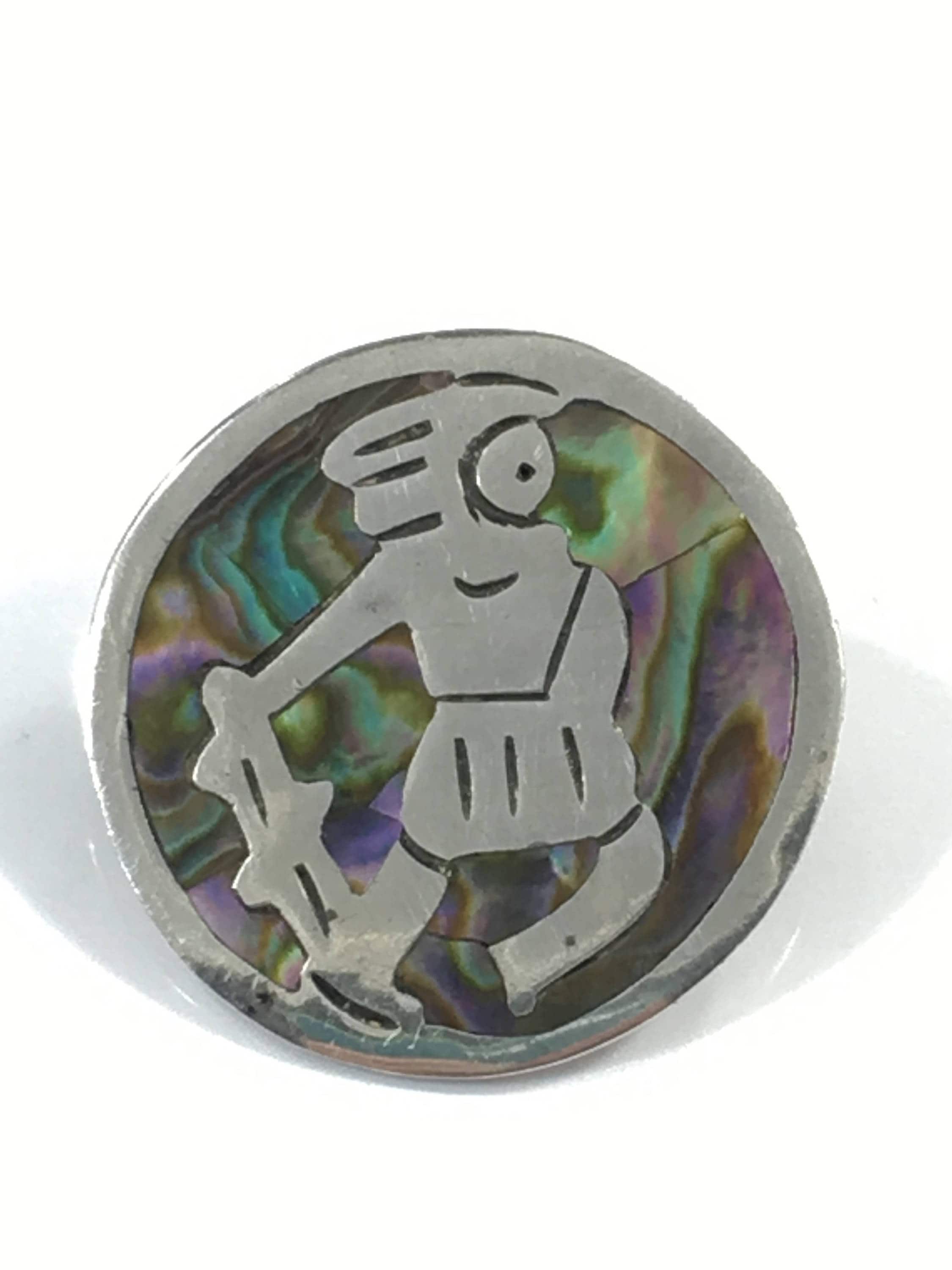 Abalone Aztec Warrior Brooch Vintage Mexican Sterling Silver Aztec ...