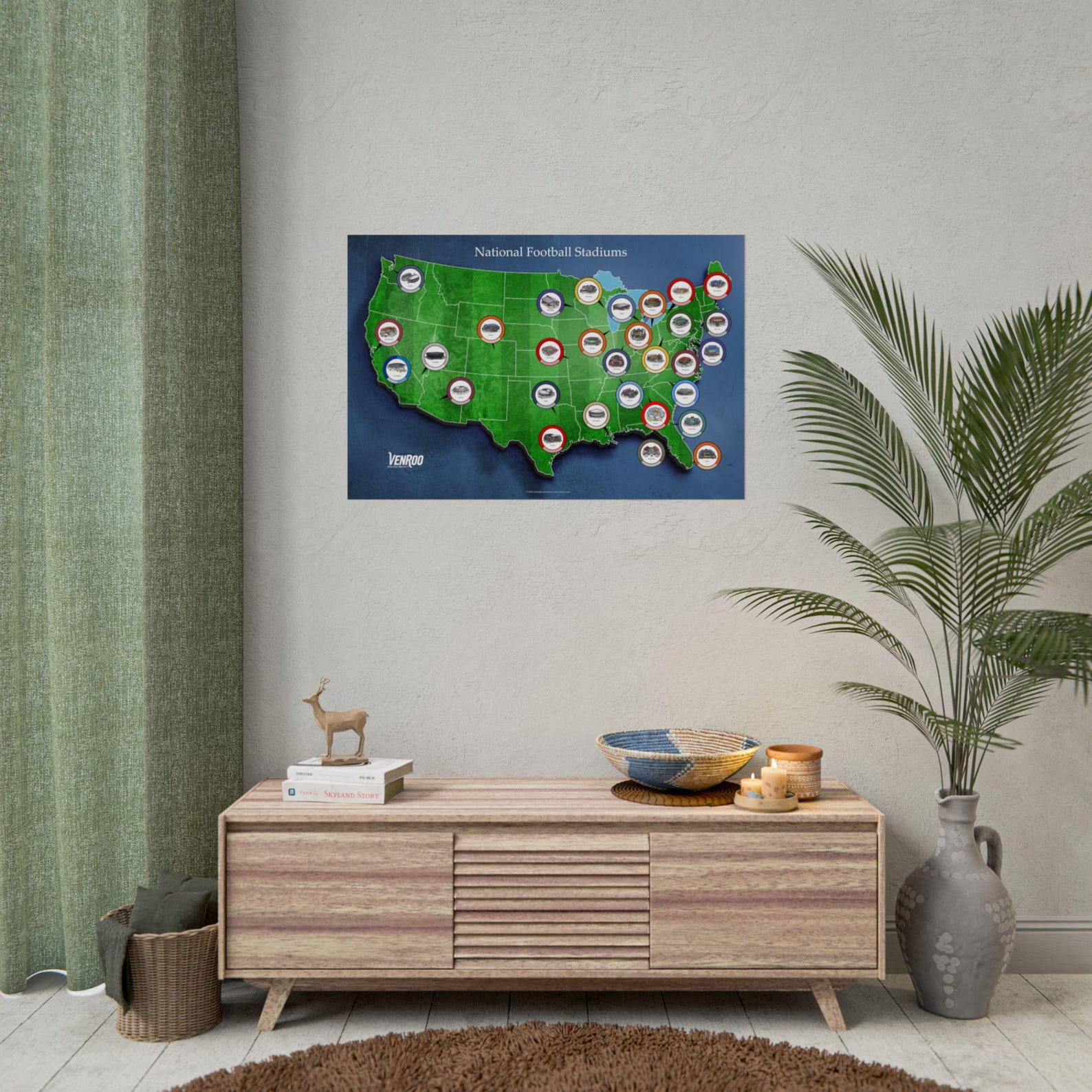 Pro Football Stadium Map Poster - Great Gift for Your Football Fan - Etsy