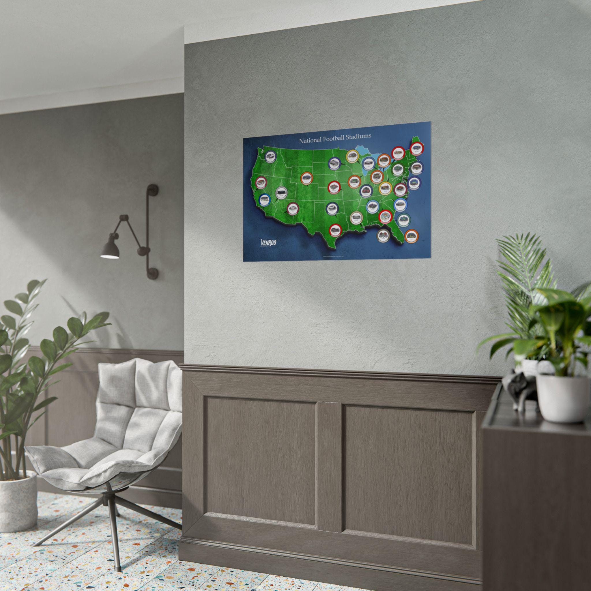 Pro Football Stadium Map Poster - Great Gift for Your Football Fan - Etsy