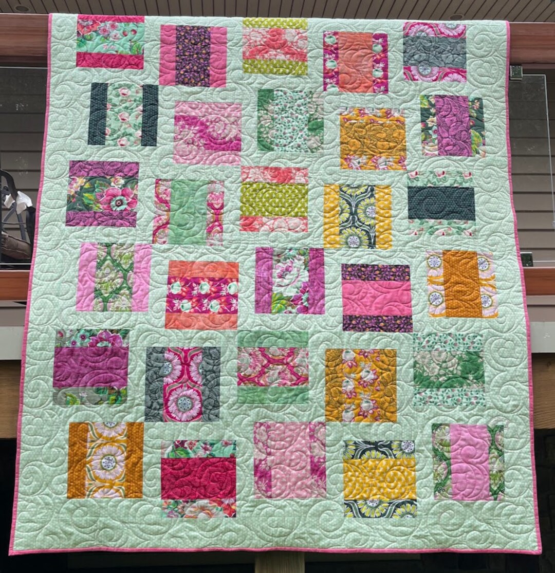Modern Floral Throw Quilt; Gorgeous Floral Prints; Soft Green ...
