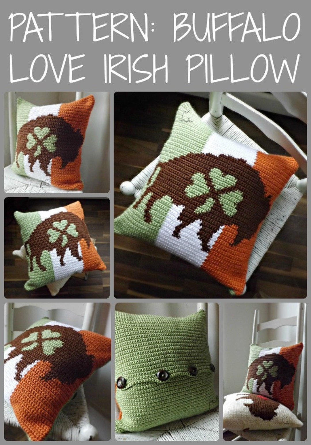 Pattern: Buffalo Love Irish Crocheted Graph Pillow - Etsy