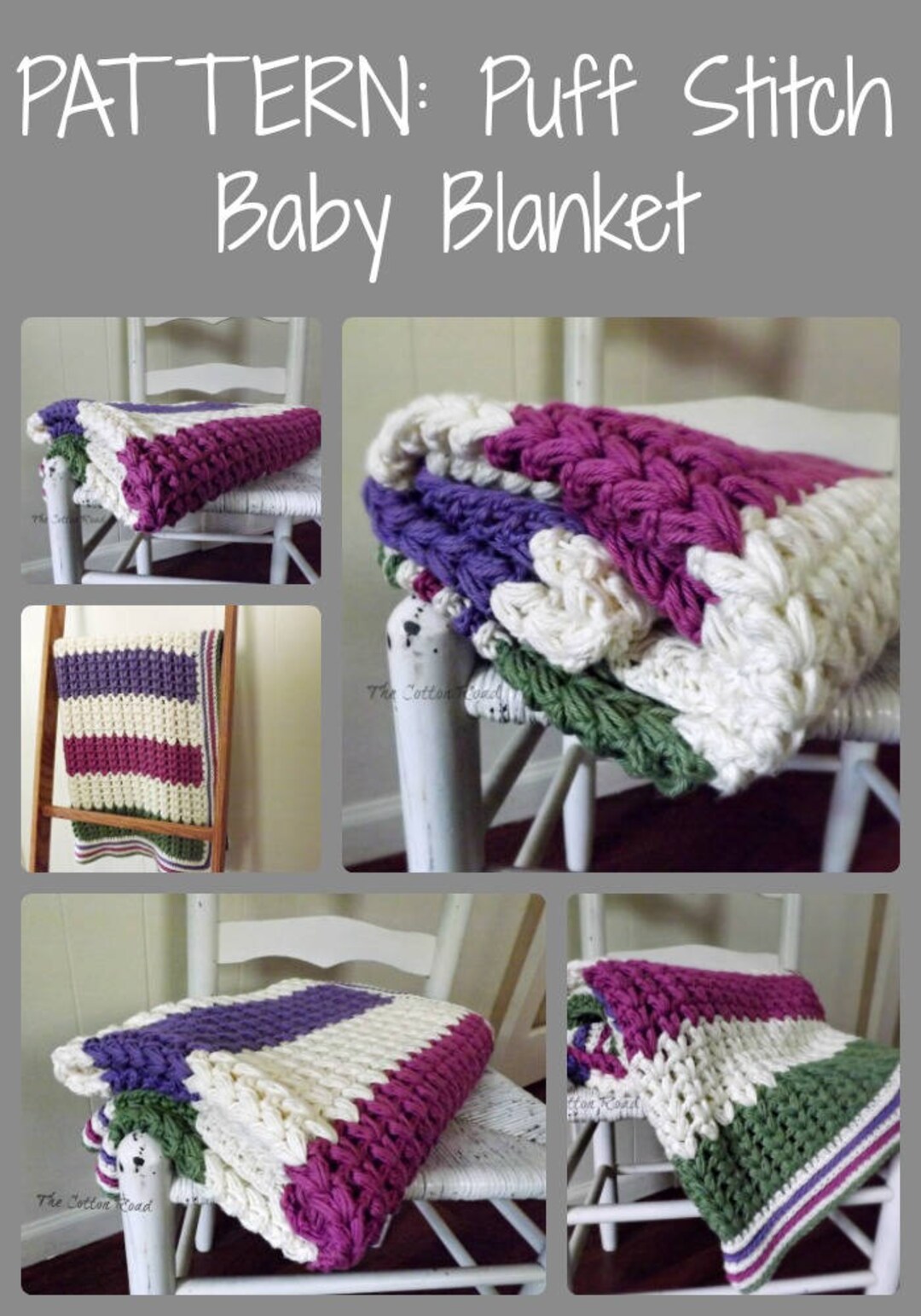 PATRÓN: Manta de bebé de punto puff - Etsy España