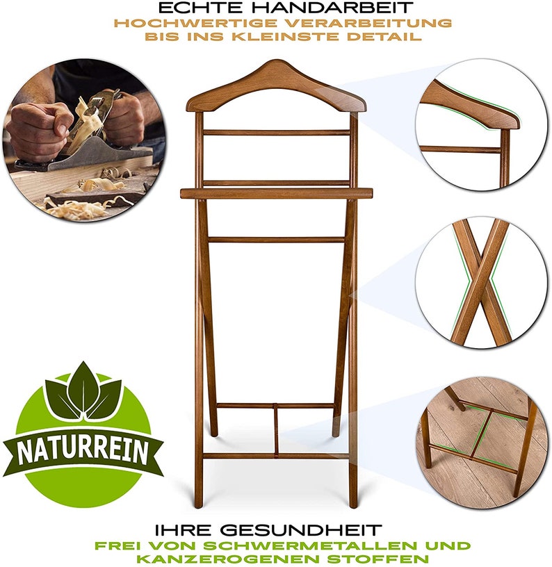 Valet Clothes Butler Valet Stand Solid Beech Wood in 3 Colors - Etsy Canada