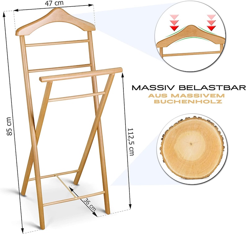 Valet Clothes Butler Valet Stand Solid Beech Wood in 3 Colors - Etsy Canada