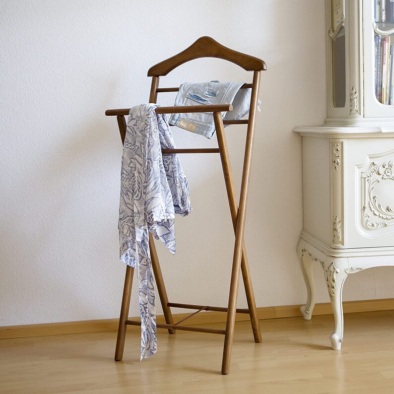 Valet Clothes Butler Valet Stand Solid Beech Wood in 3 Colors - Etsy Canada