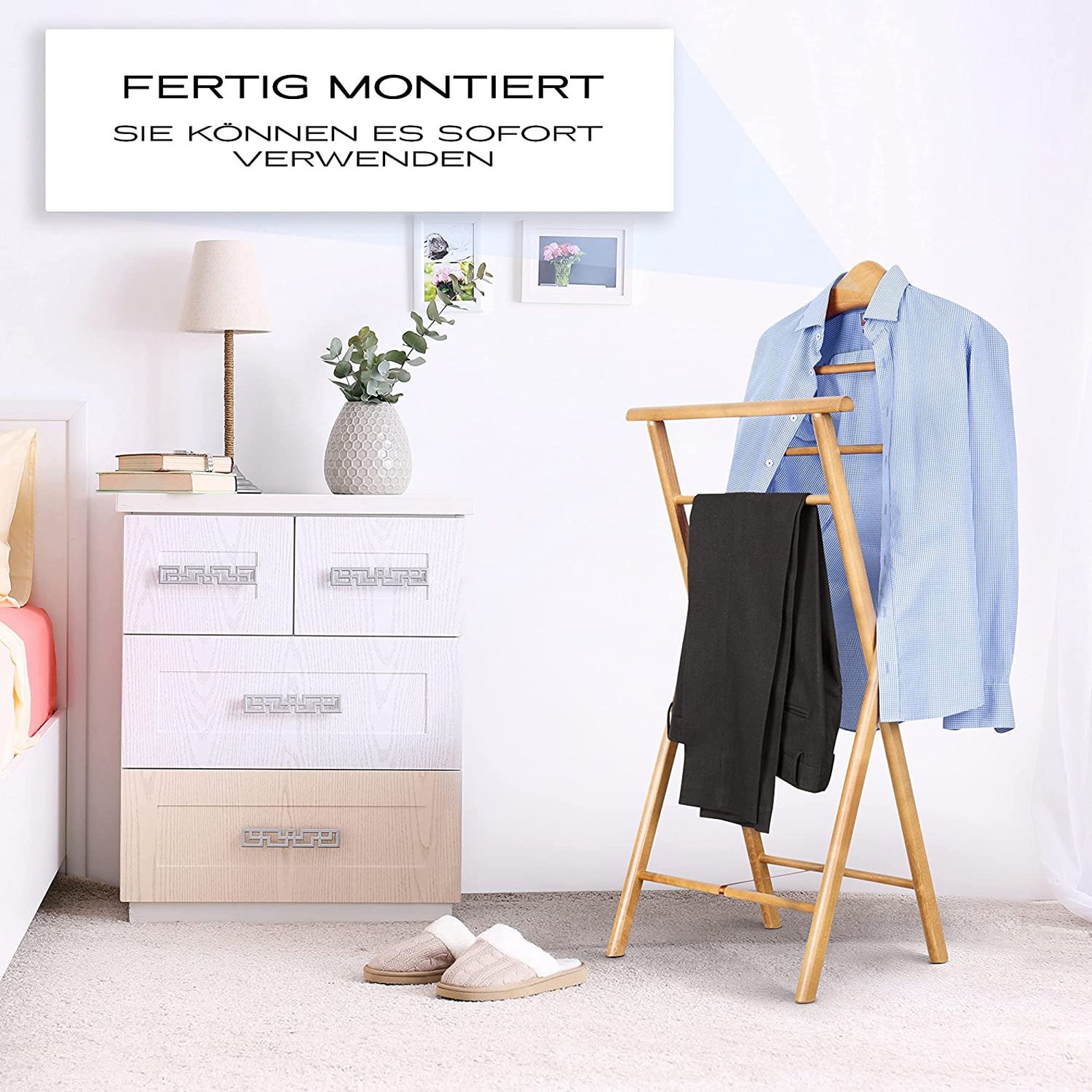 Valet Clothes Butler Valet Stand Solid Beech Wood in 3 Colors - Etsy Canada