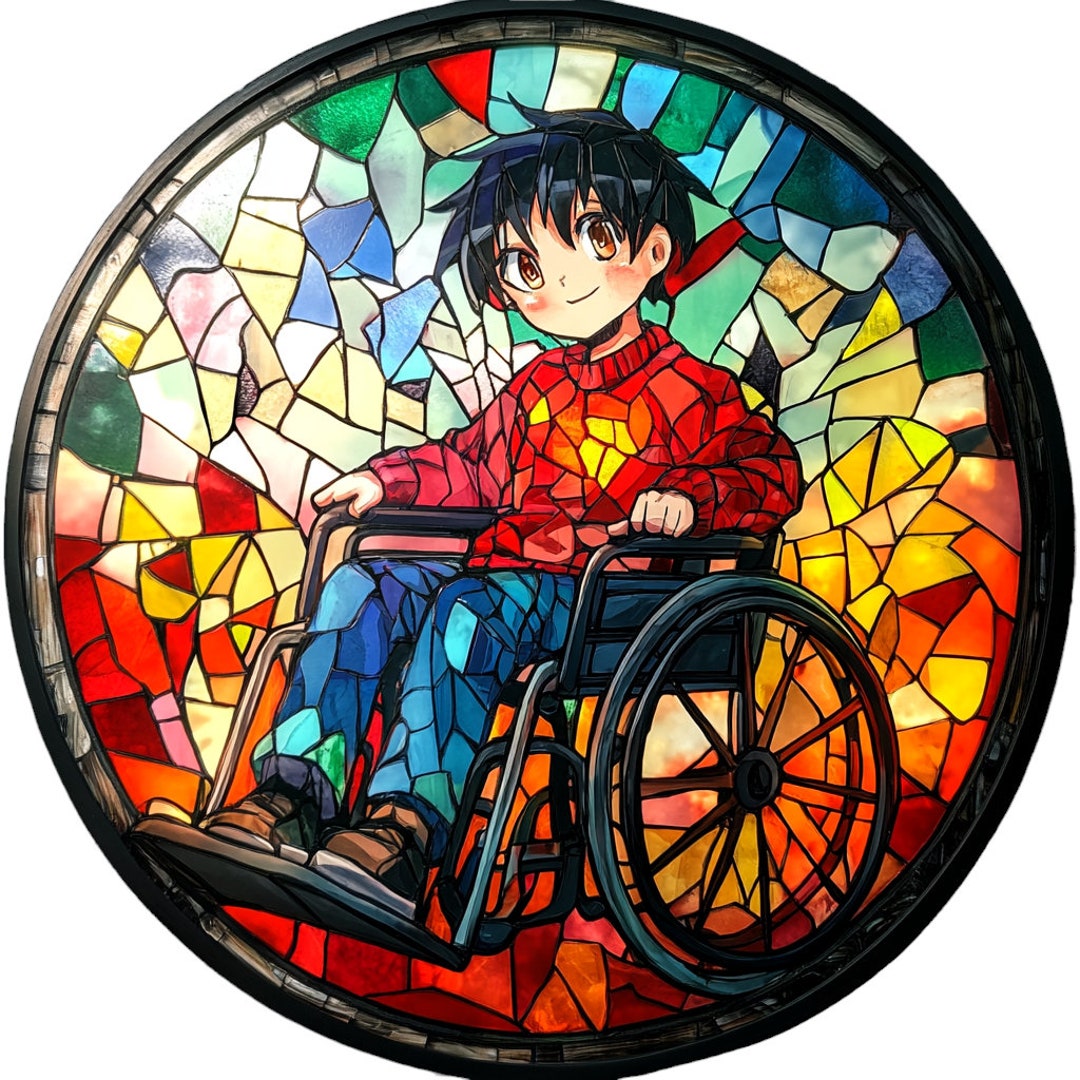 Manga Sign Aluminium, Anime Boy in Wheelchair Plaque, Garden Wall Sign ...