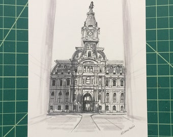 William Penn Original Drawing // Philadelphia City Hall // | Etsy