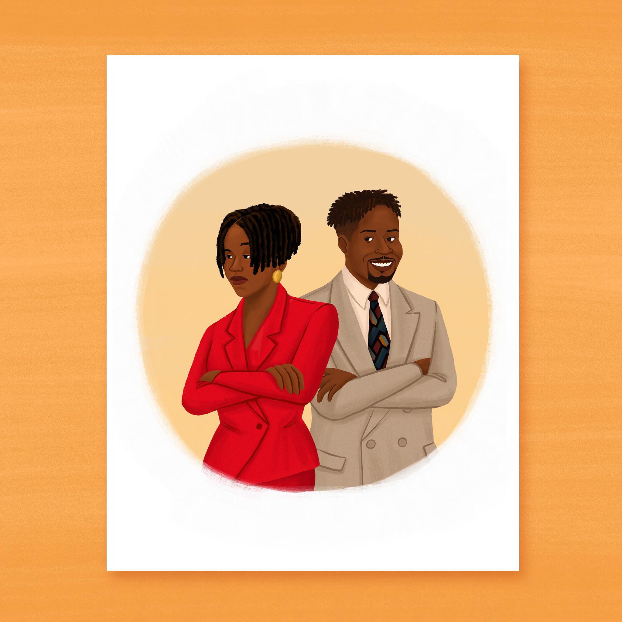 Maxine Shaw and Kyle Barker Art Print / Living Single Illustration - Etsy
