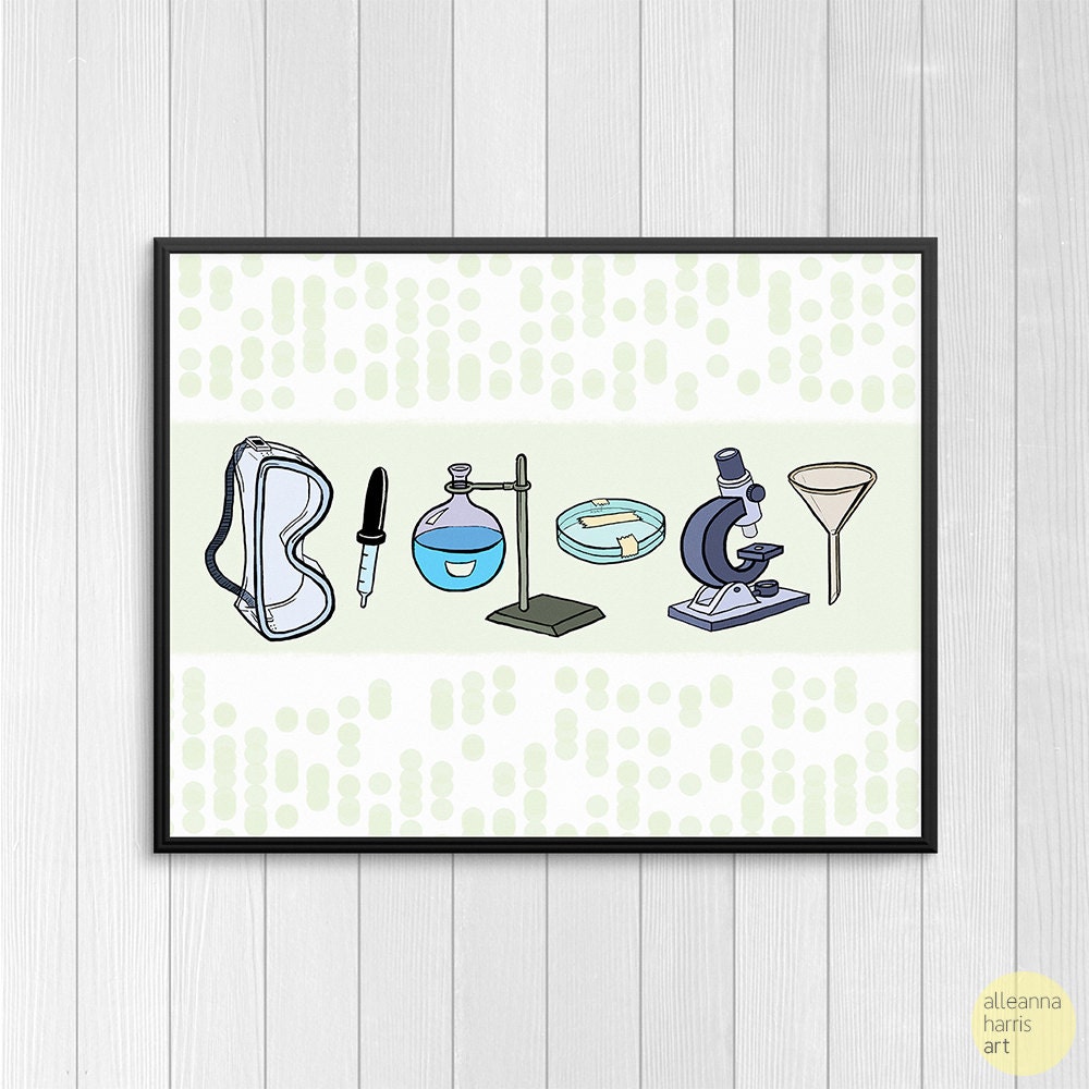 Biology Art Print / Science Illustration / Typography Print | Etsy