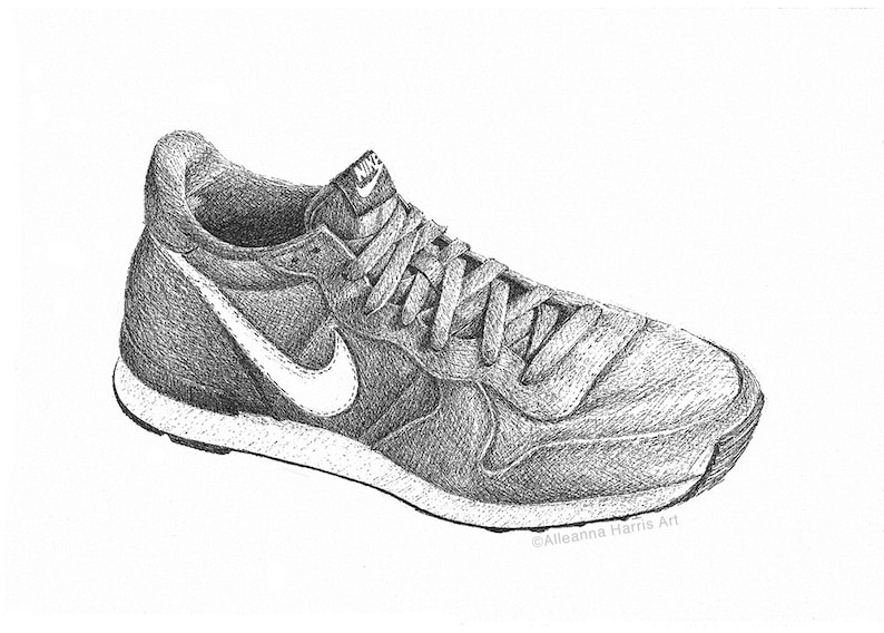 Nike Retro Sneaker Art Print From Original Ink Sketch - Etsy