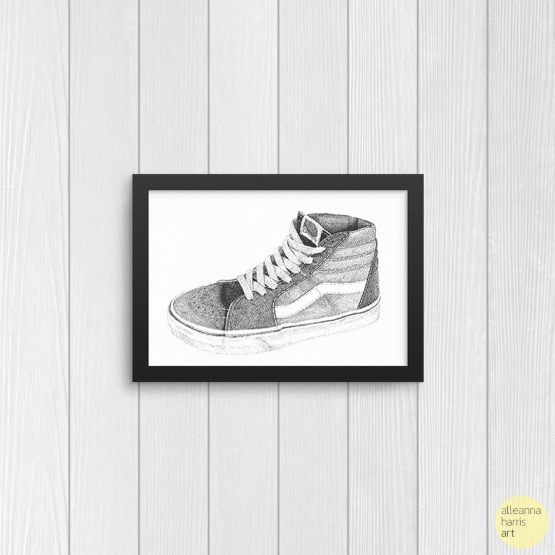 Vans Sk8 Hi Art Print From Original Ink Drawing - Etsy