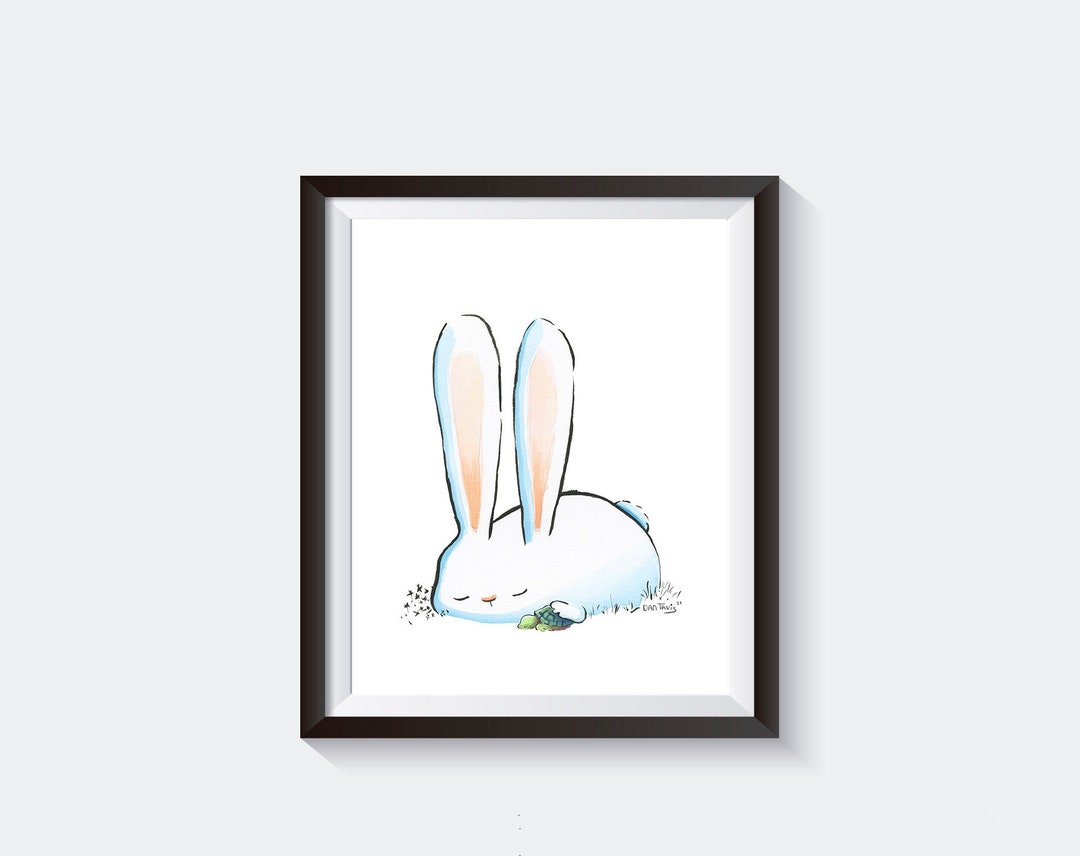 Bunny and Turtle Best Friends Art Print - Etsy