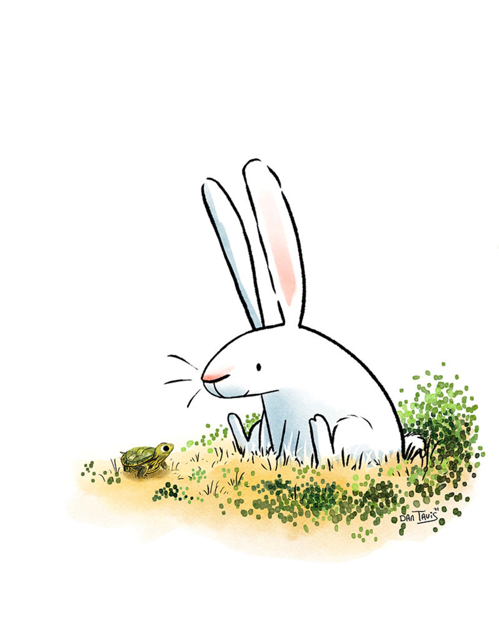 Bunny and Turtle Friendship Art Print | Etsy