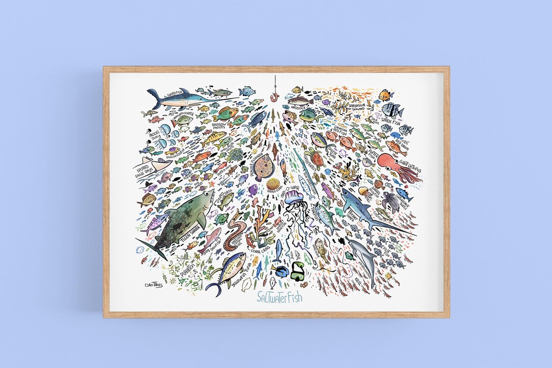 Tropical Fish Art Print: Ocean Life Poster, Beach House Decor - Etsy