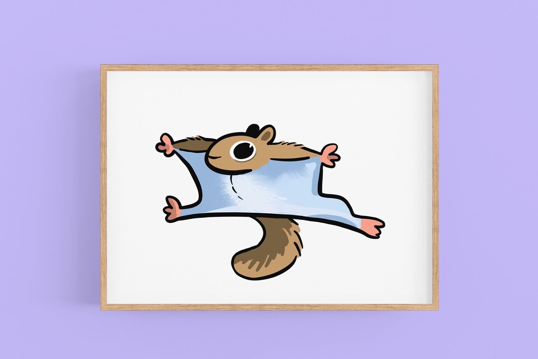 Flying Squirrel Funny Art Print - Cute Animal Decor - Etsy