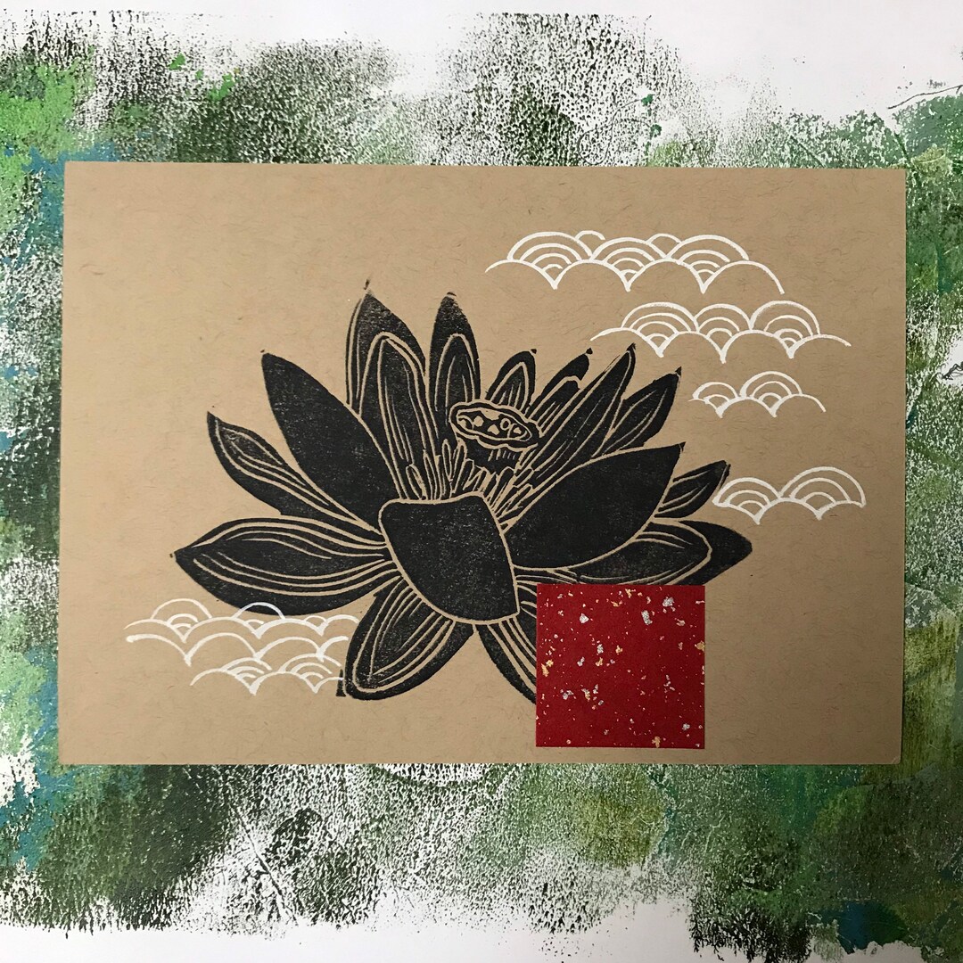 Lotus Lino Cut - Etsy