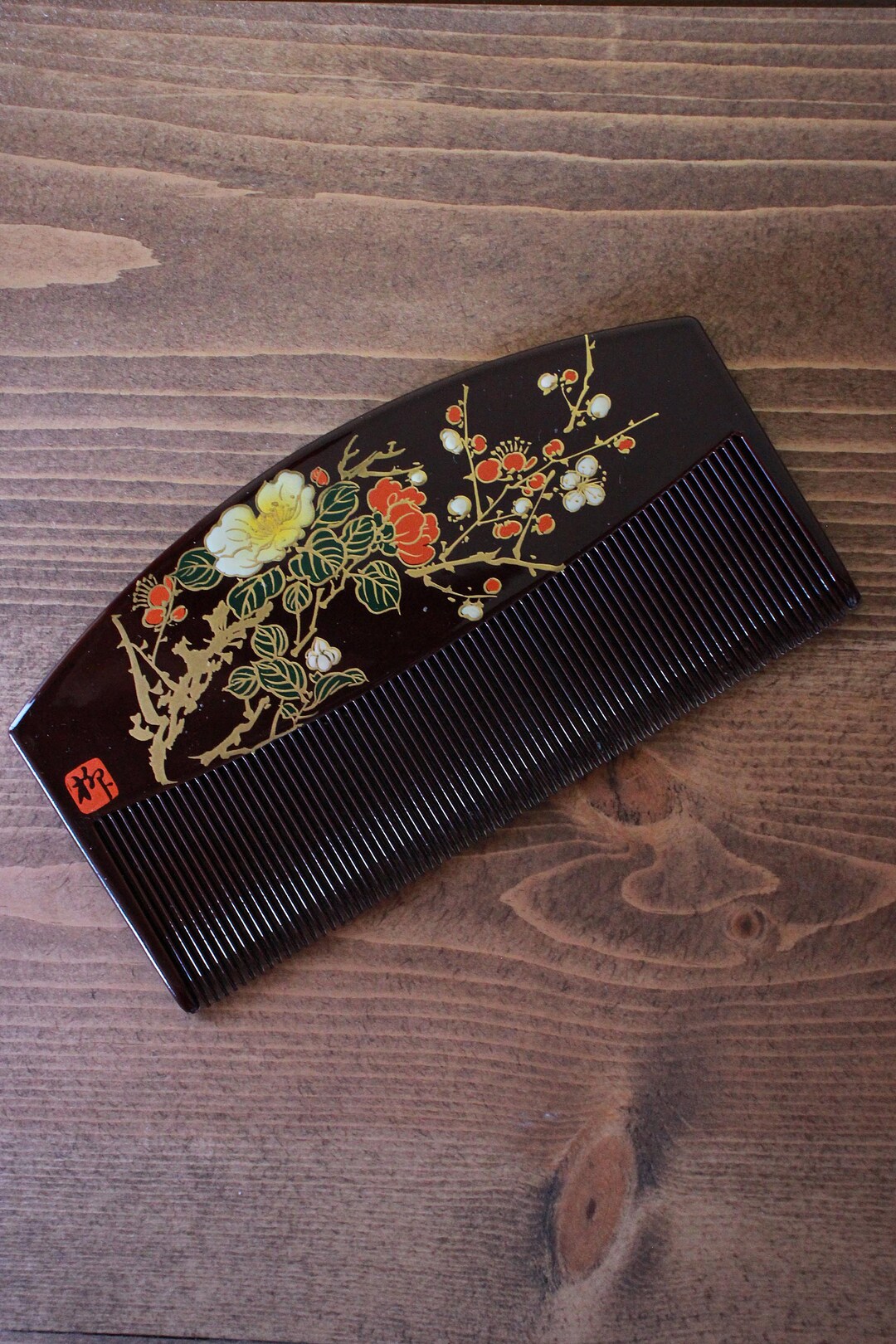 Vintage Comb Japanese Lacquered Hair Comb - Etsy