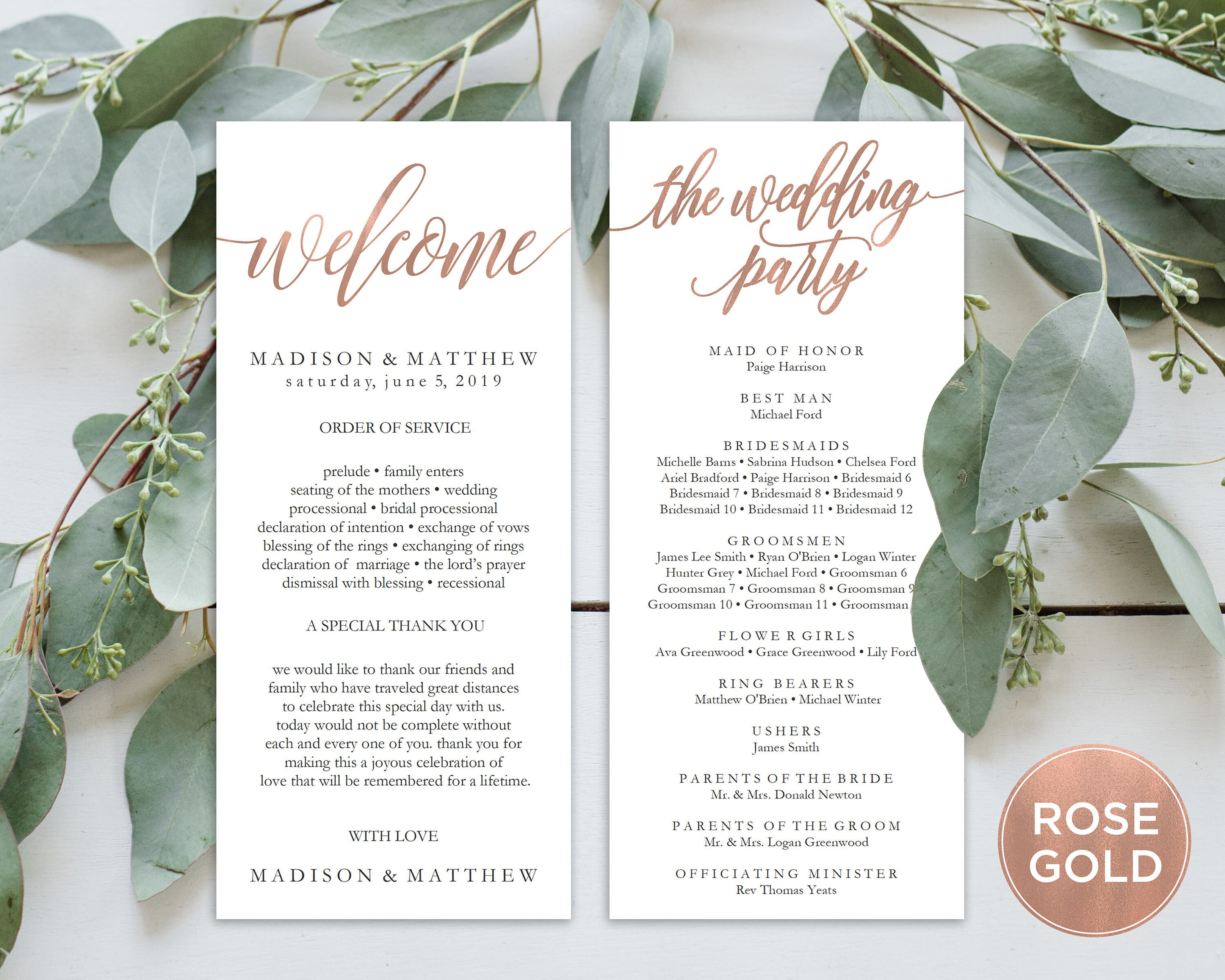 Wedding Program Editable Template Printable Wedding | Etsy