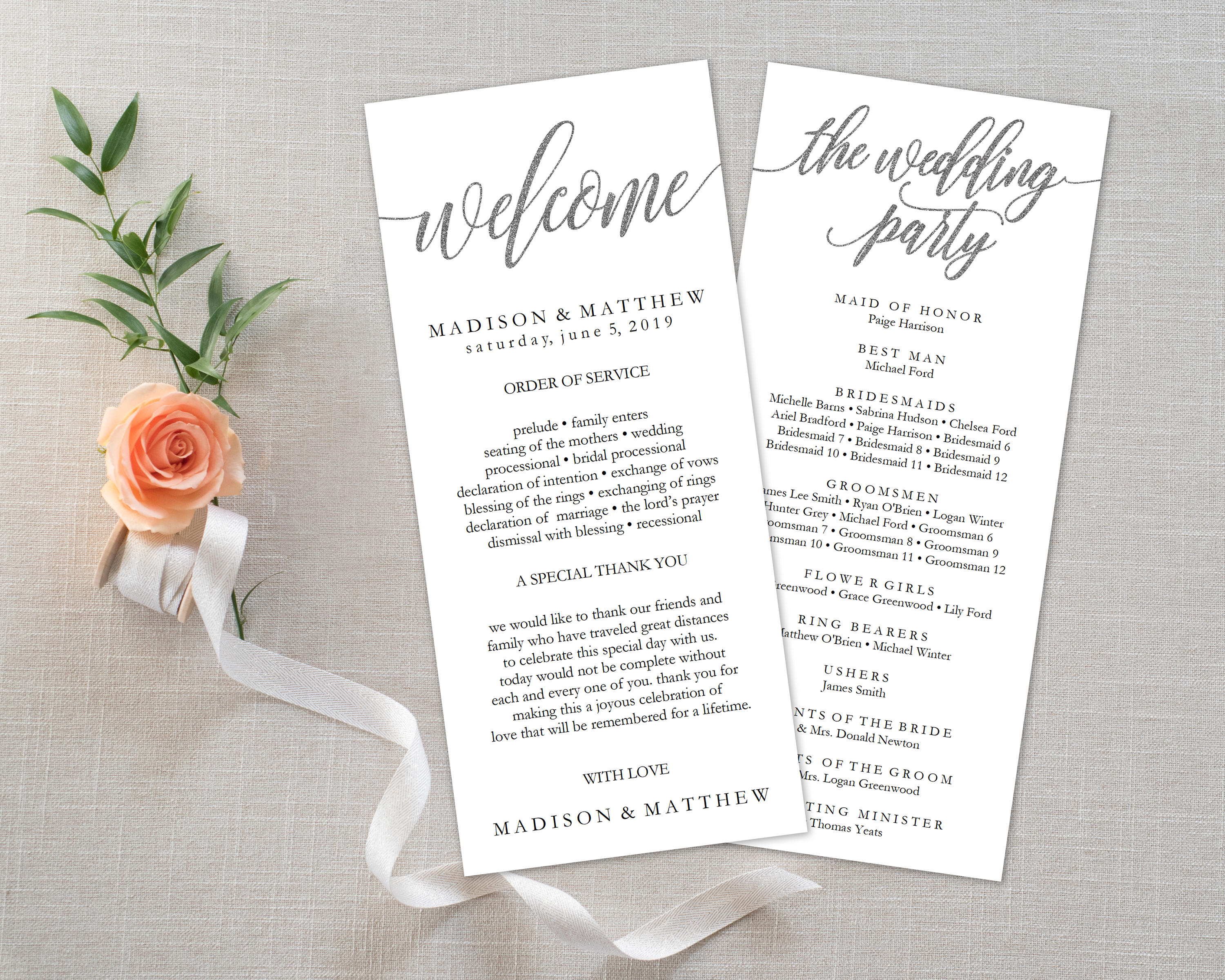 Wedding Program Editable Template Printable Wedding | Etsy