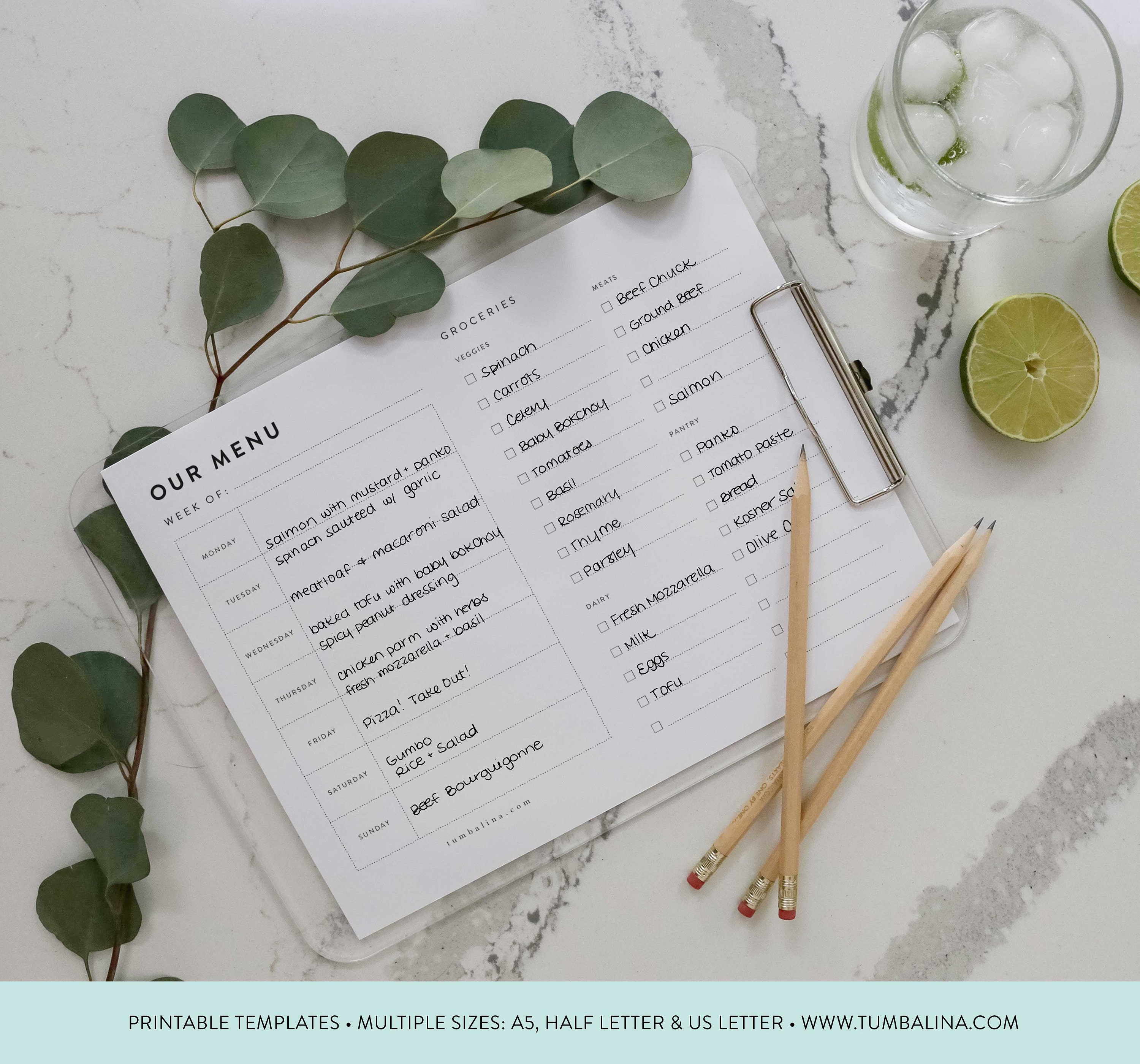 3 PIECE Menu Organizer Printable Menu Planner Food Journal | Etsy