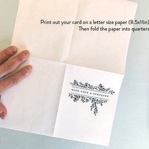 Printable SYMPATHY Card, Eucalyptus , FREE Printable Envelope Template ...