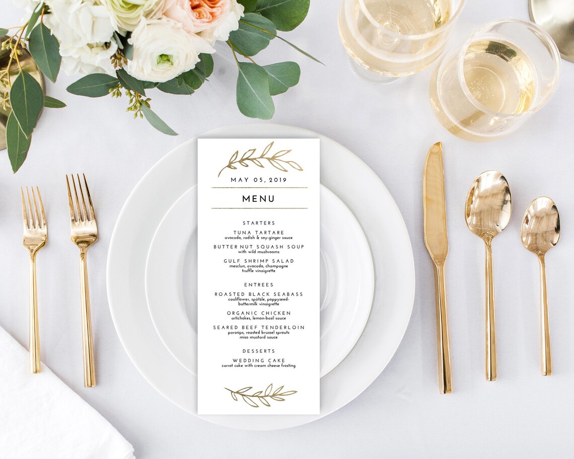 Wedding Menu Printable Printable Dinner Menu Editable - Etsy Canada