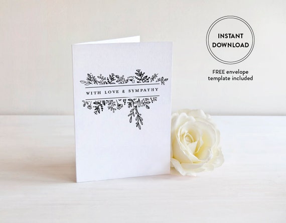 Printable SYMPATHY Card Botanical FREE Printable Envelope | Etsy