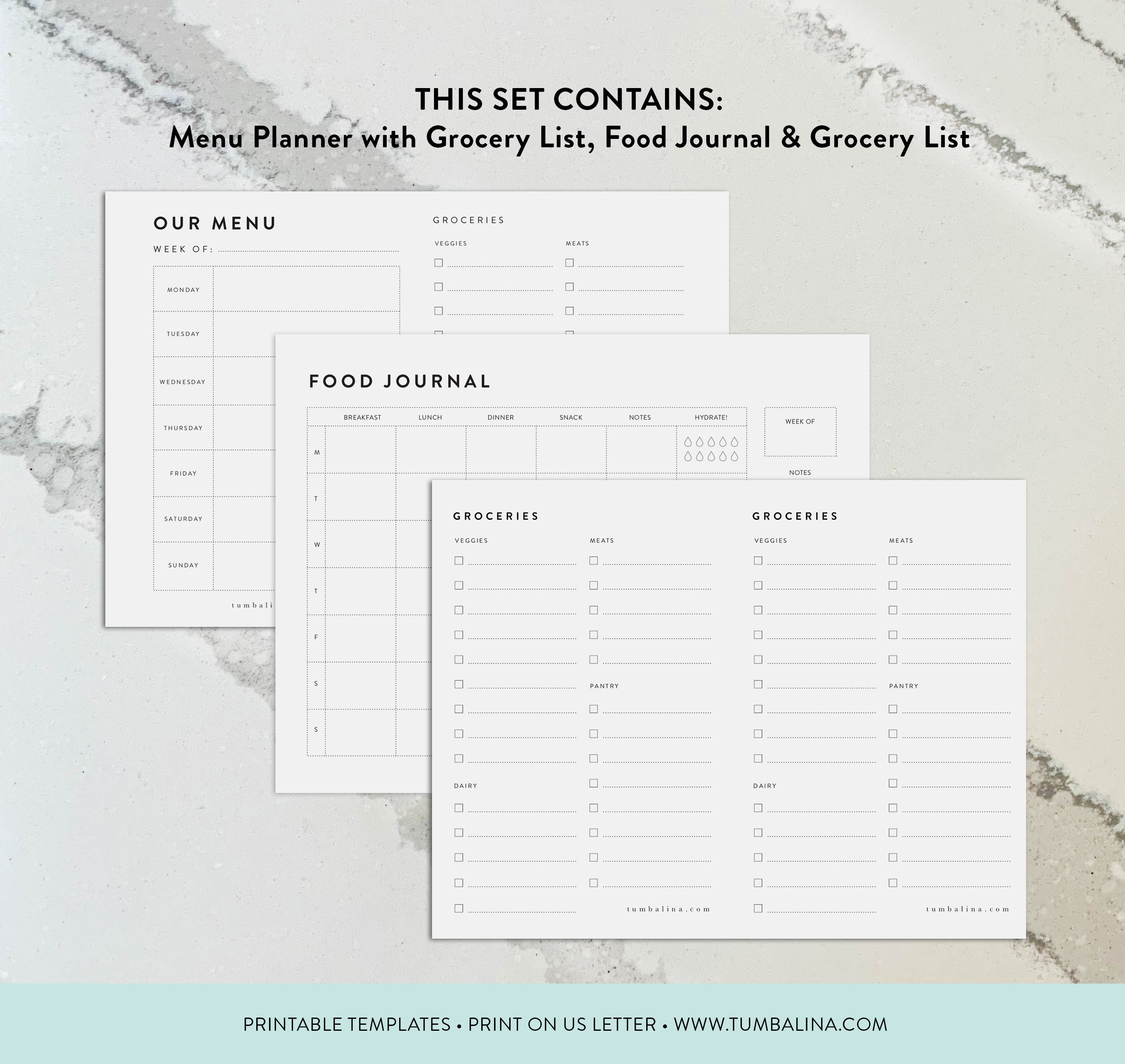 3 PIECE Menu Organizer Printable Menu Planner Food Journal | Etsy