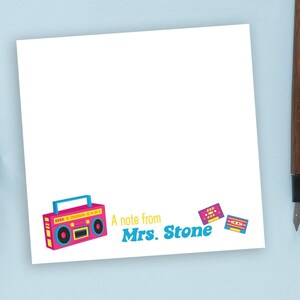 Retro Style 80s Sticky Notes With Cassette Tape Design and Custom Name ...