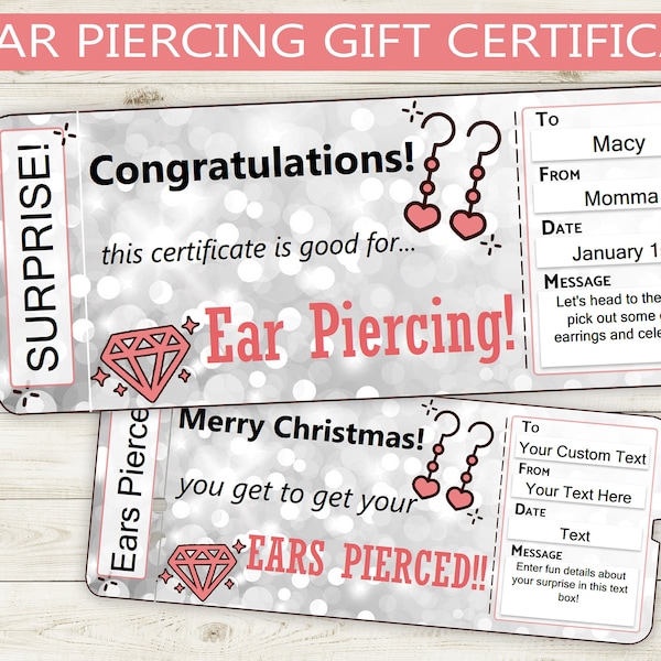 Ear Pierced Voucher - Etsy