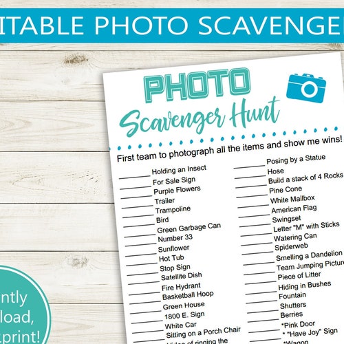 Photo Scavenger Hunt Editable // Instant Download PDF // - Etsy