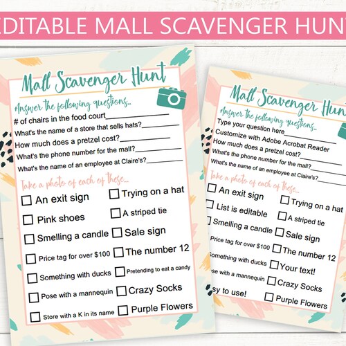 Mall Scavenger Hunt Game-instant Download 13th Birthday - Etsy