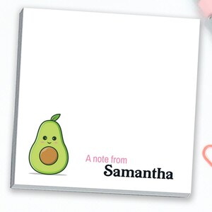 Personalized Sticky Notes With Avocado Design and Custom Name // 3"x3 ...
