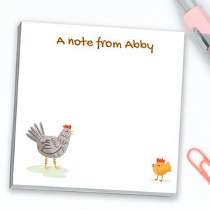 Personalized Sticky Notes With Chicken Design and Custom Text // 3"x3 ...