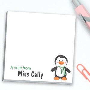 Personalized Sticky Notes With Penguin Design and Custom Name // 3"x3 ...