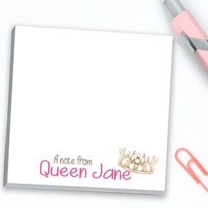 Personalized Sticky Notes With Crown Princess Design // 3"x3", Teacher ...