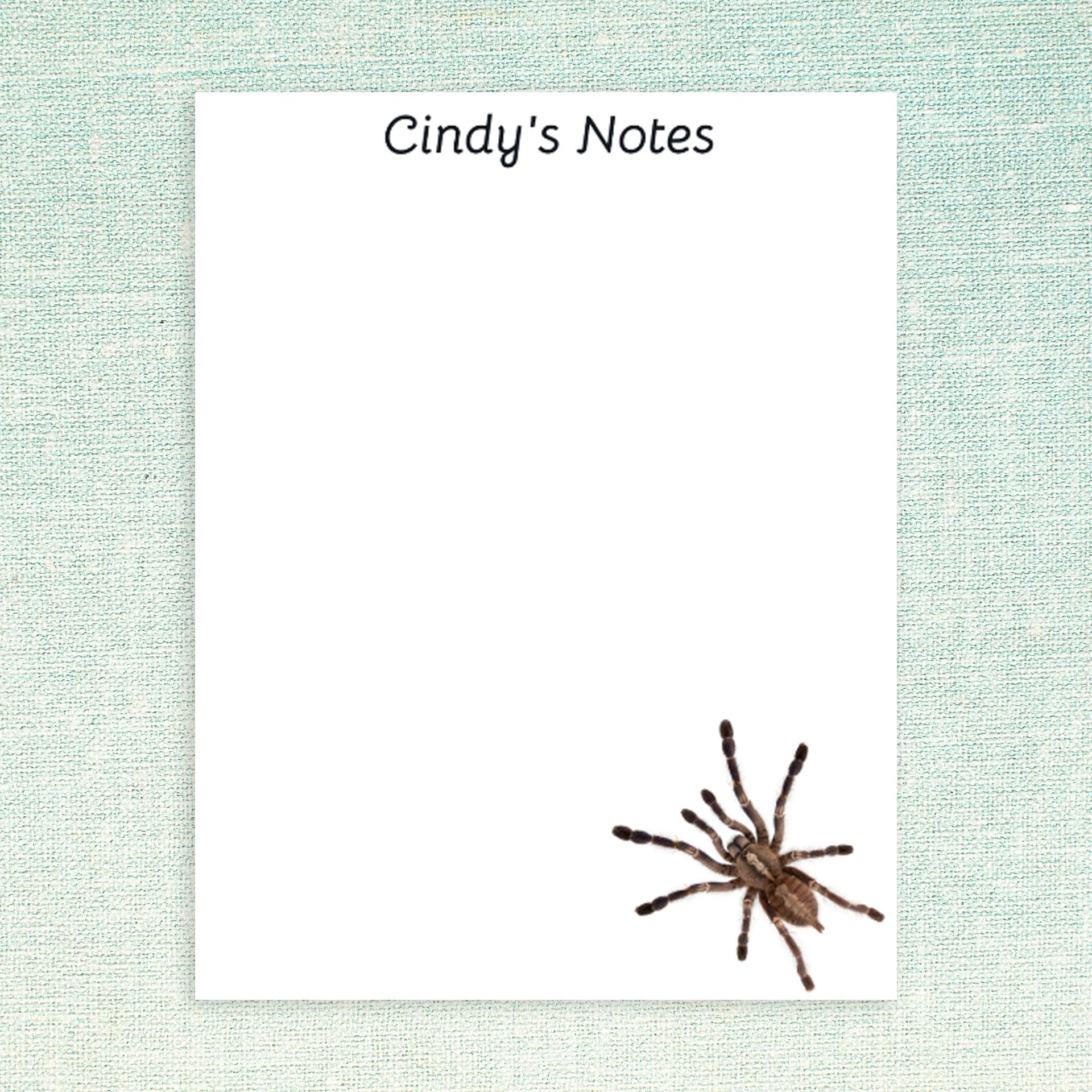 Personalized Notepad With Spider Design and Custom Text // 50 Sheets ...