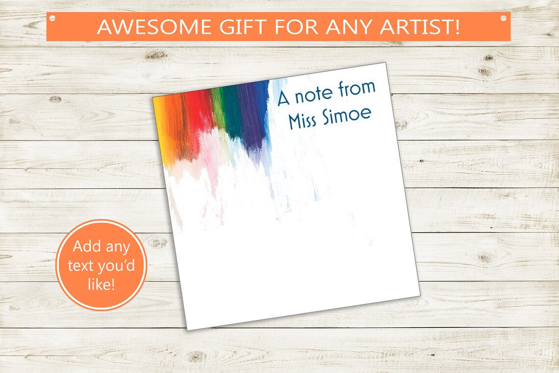 Custom Art Sticky Notes // Artist Gift Personalized Gift Idea Teacher ...