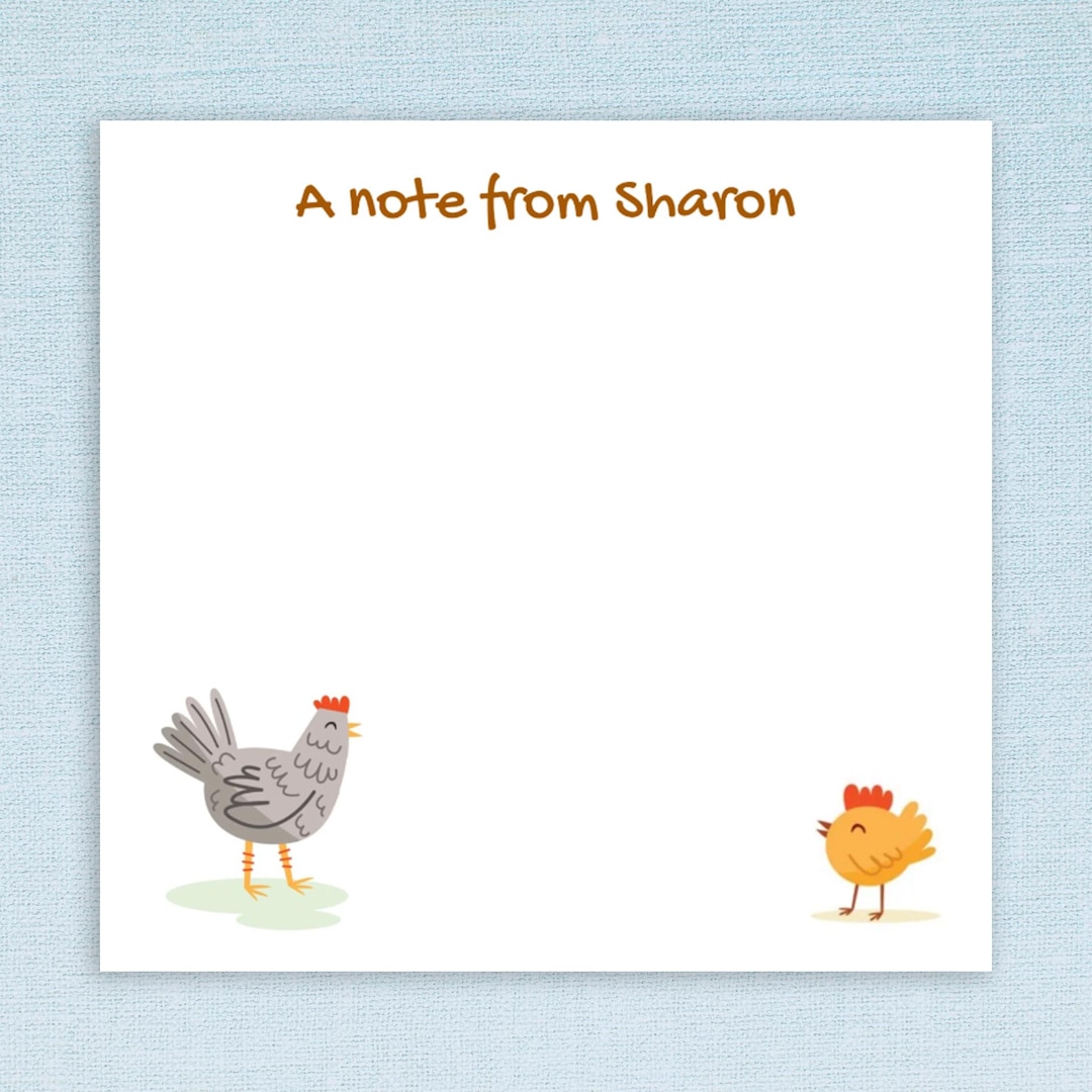 Personalized Sticky Notes With Chicken Design and Custom Text // 3"x3 ...