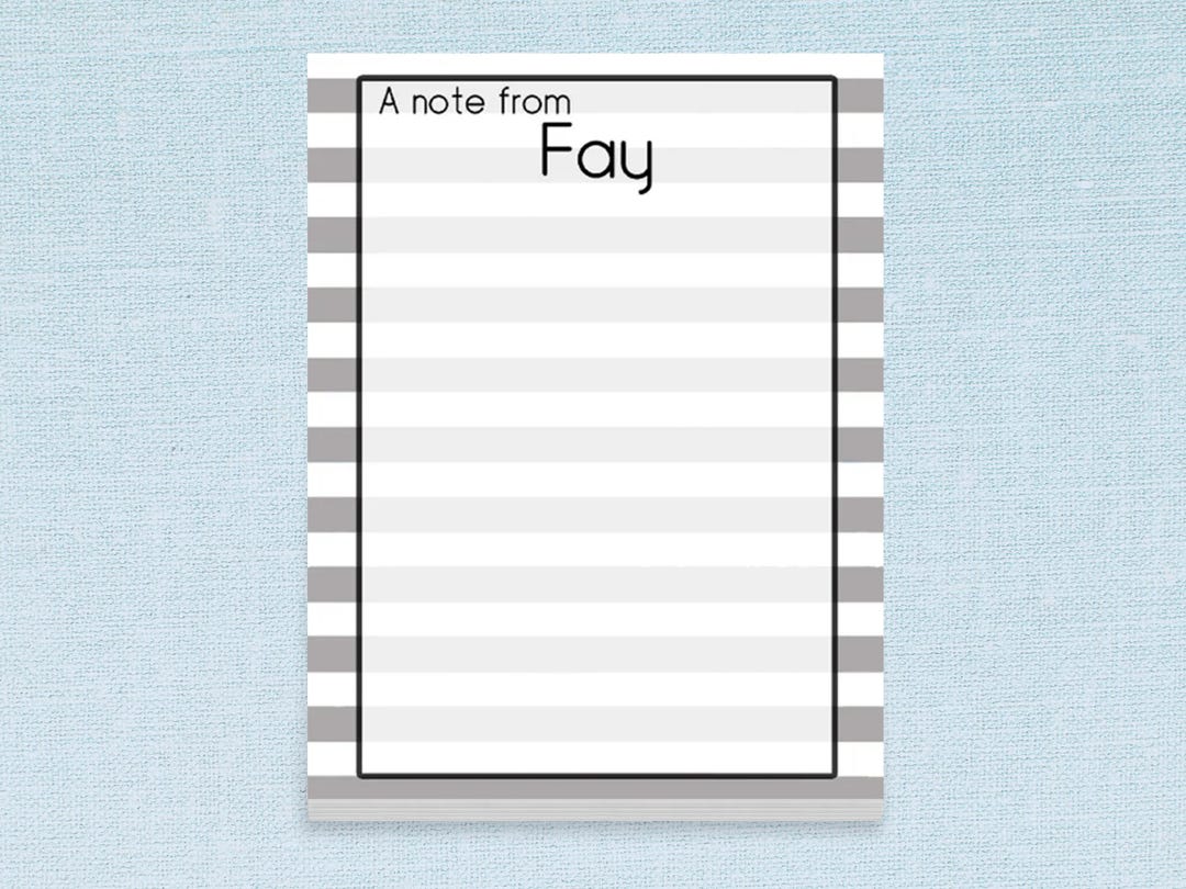 Personalized Notepad, Black and White Stripes, Custom Name (4x5.5 Inch ...