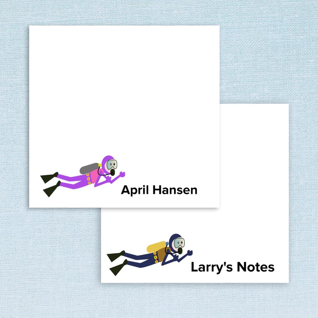 Custom Scuba Sticky Notes // Personalized Text // 50 Stickies per Pad ...