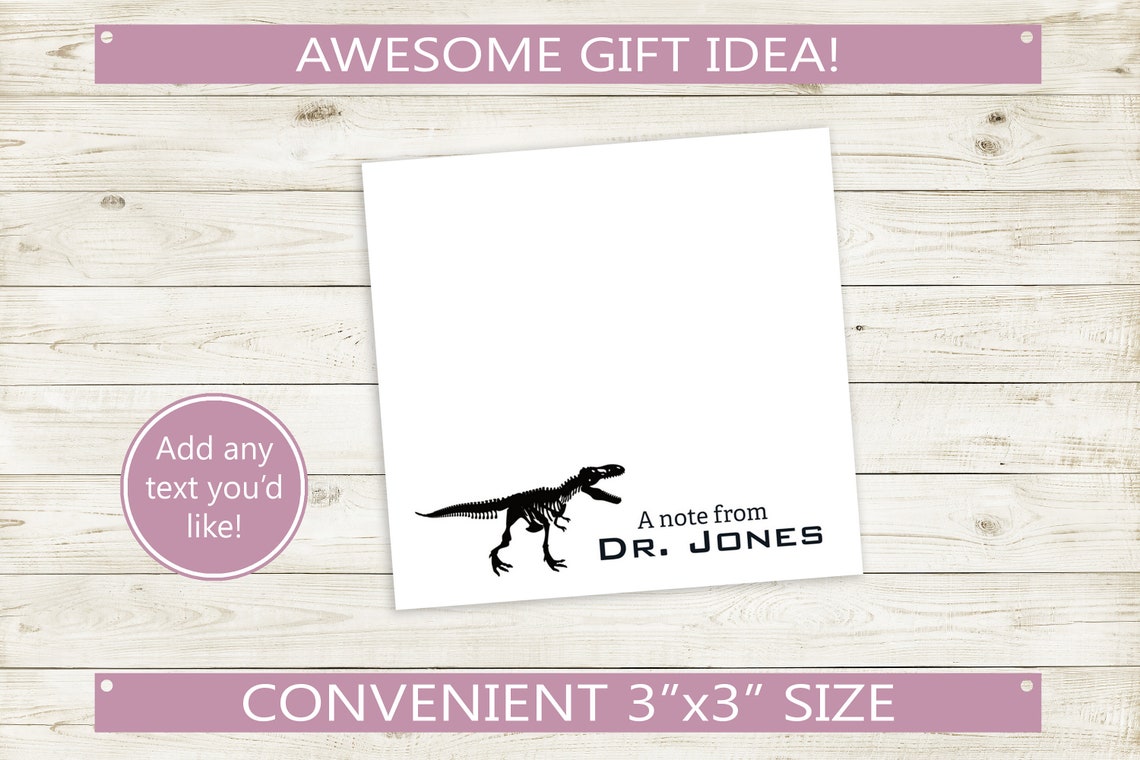 Sticky Note Pads With Dinosaur Design Custom Name // Personalized Gift ...
