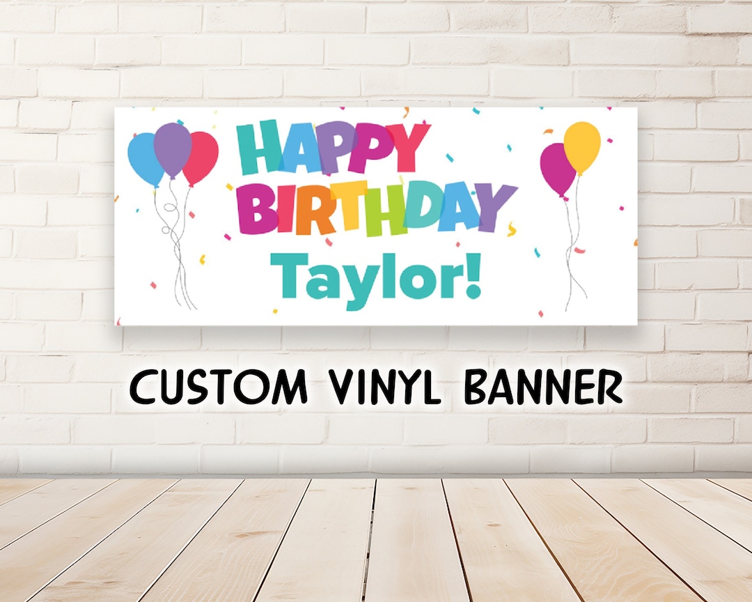 Personalized Happy Birthday Banner // Large Vinyl Banner, Multiple ...