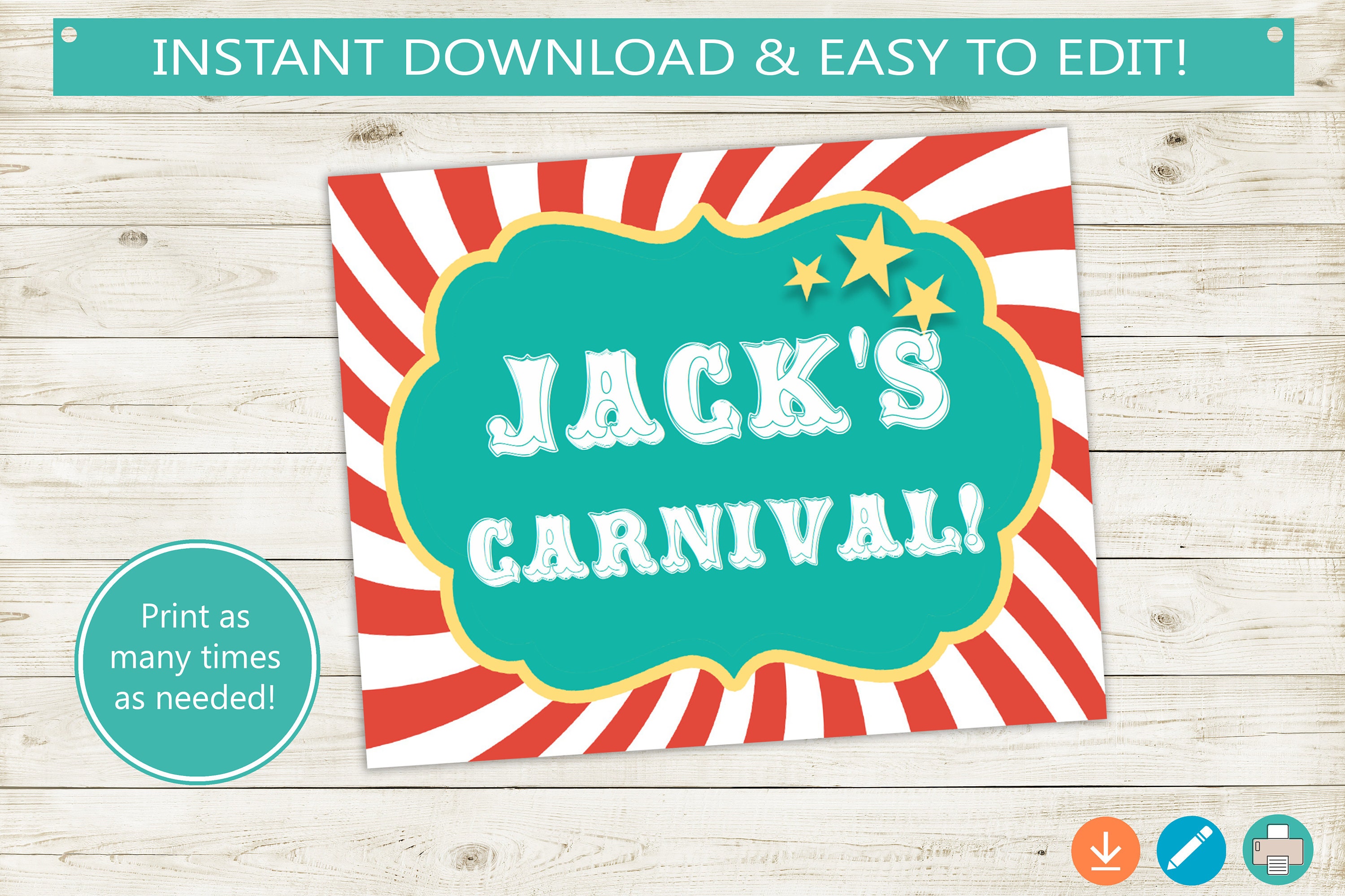 Editable Carnival Sign // Instant Download PDF // Printable - Etsy