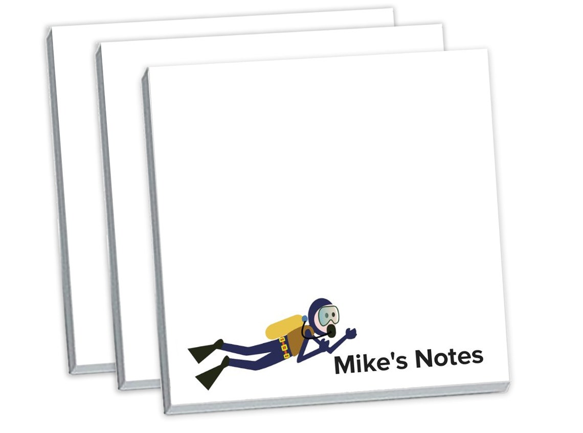 Custom Scuba Sticky Notes // Personalized Text // 50 Stickies per Pad ...