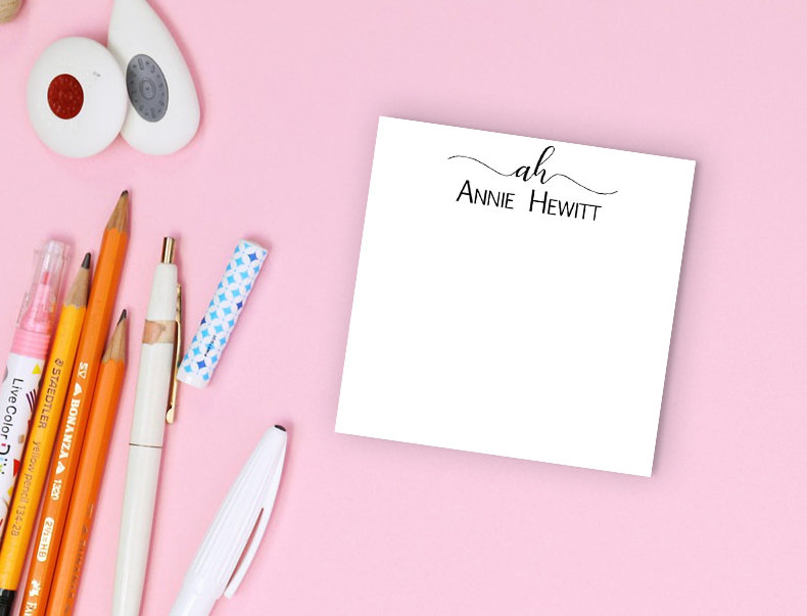 Personalized Sticky Notes With Initials and Custom Name // 3"x3" and 50 ...