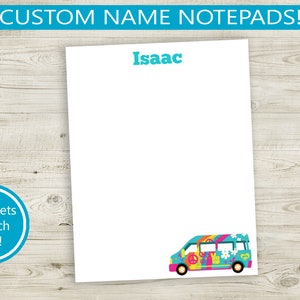 Personalized Notepad With Hippie Van Design and Custom Text // 50 ...