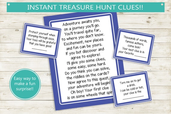 Printable Treasure Hunt Clues // instant download PDF | Etsy